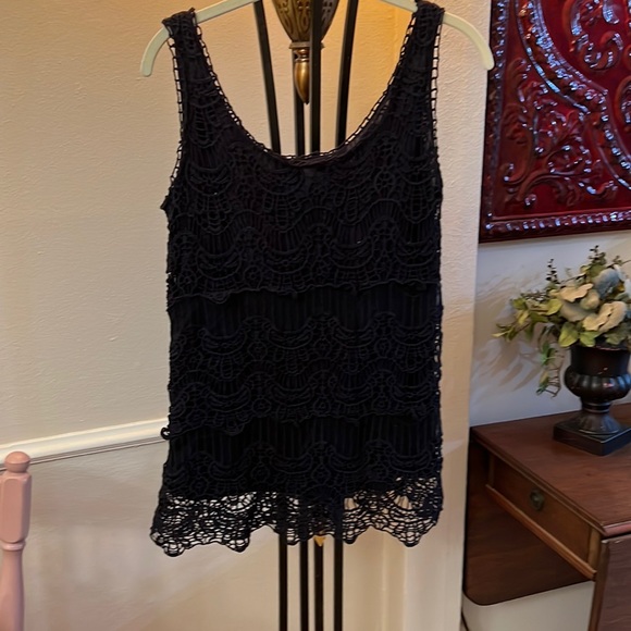 Tops | Battenberg Lace Top Navy | Poshmark